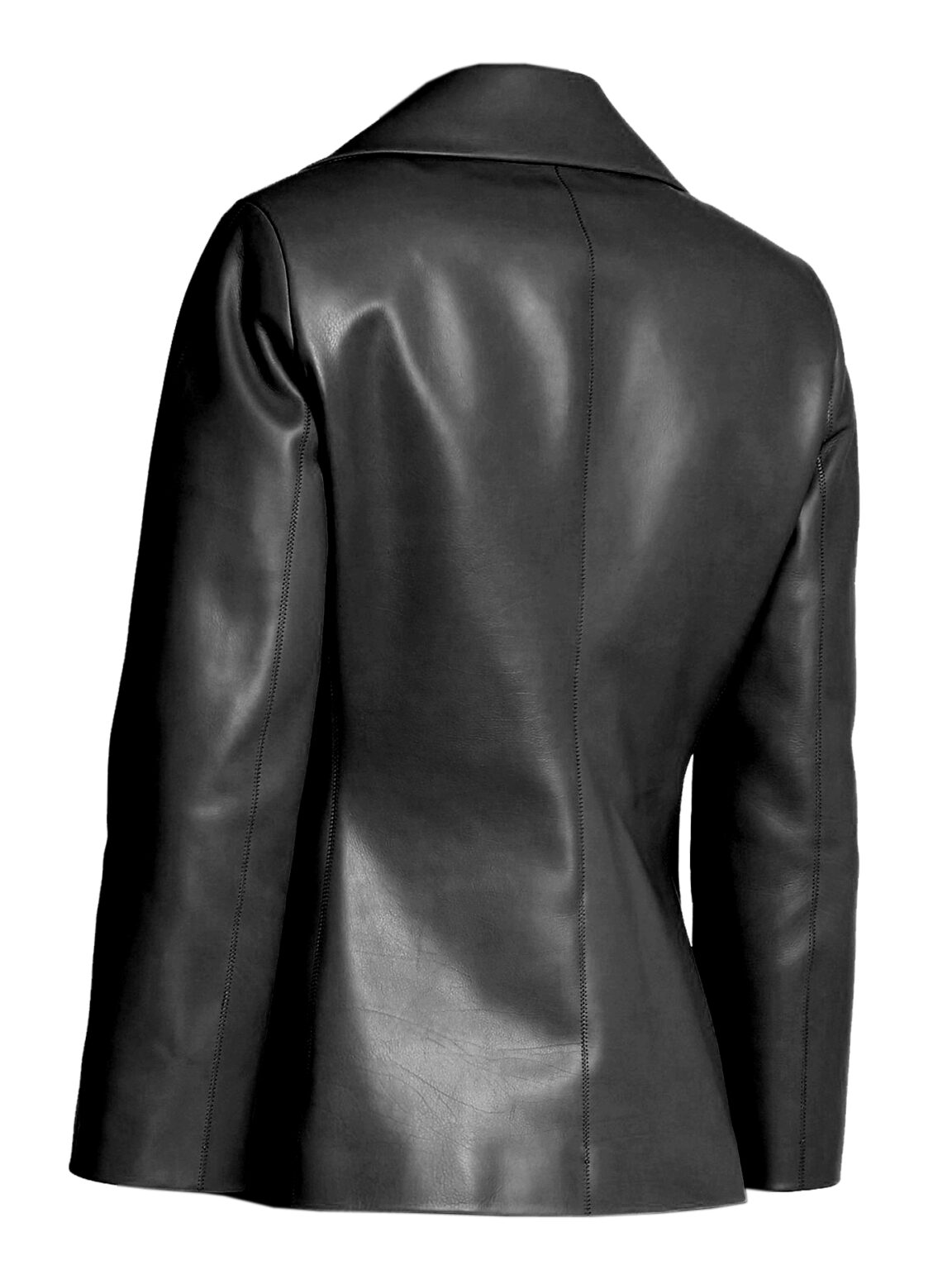 Black Faux Leather Blazer Smooth Fashion designer Collection